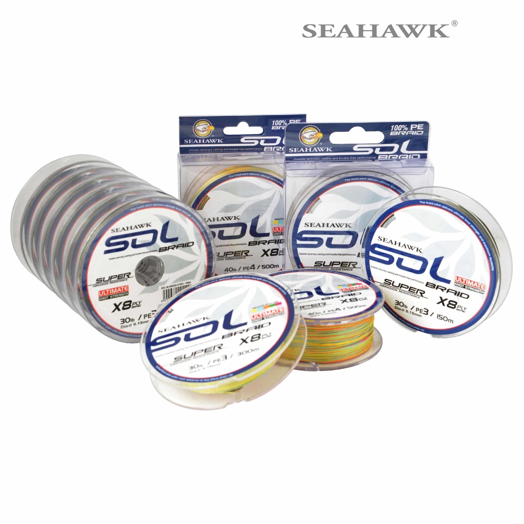 Jual Senar Pancing Seahawk Sol Braided 100% PE X8 300M Multicolor ...