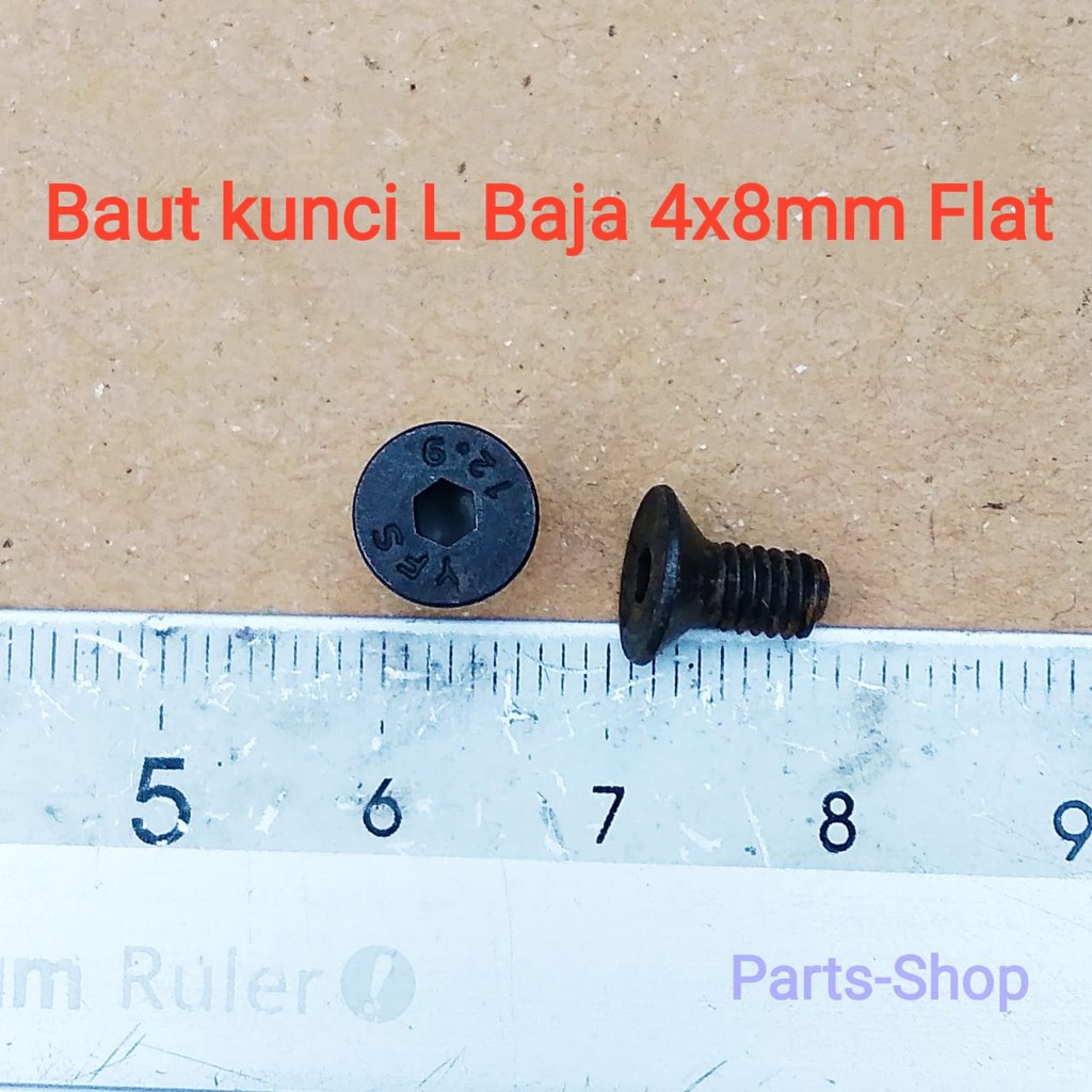 Jual Baut Flat m4 8mm Verseng L Baja Hitam kunci 2mm Baud 4x8mm ...