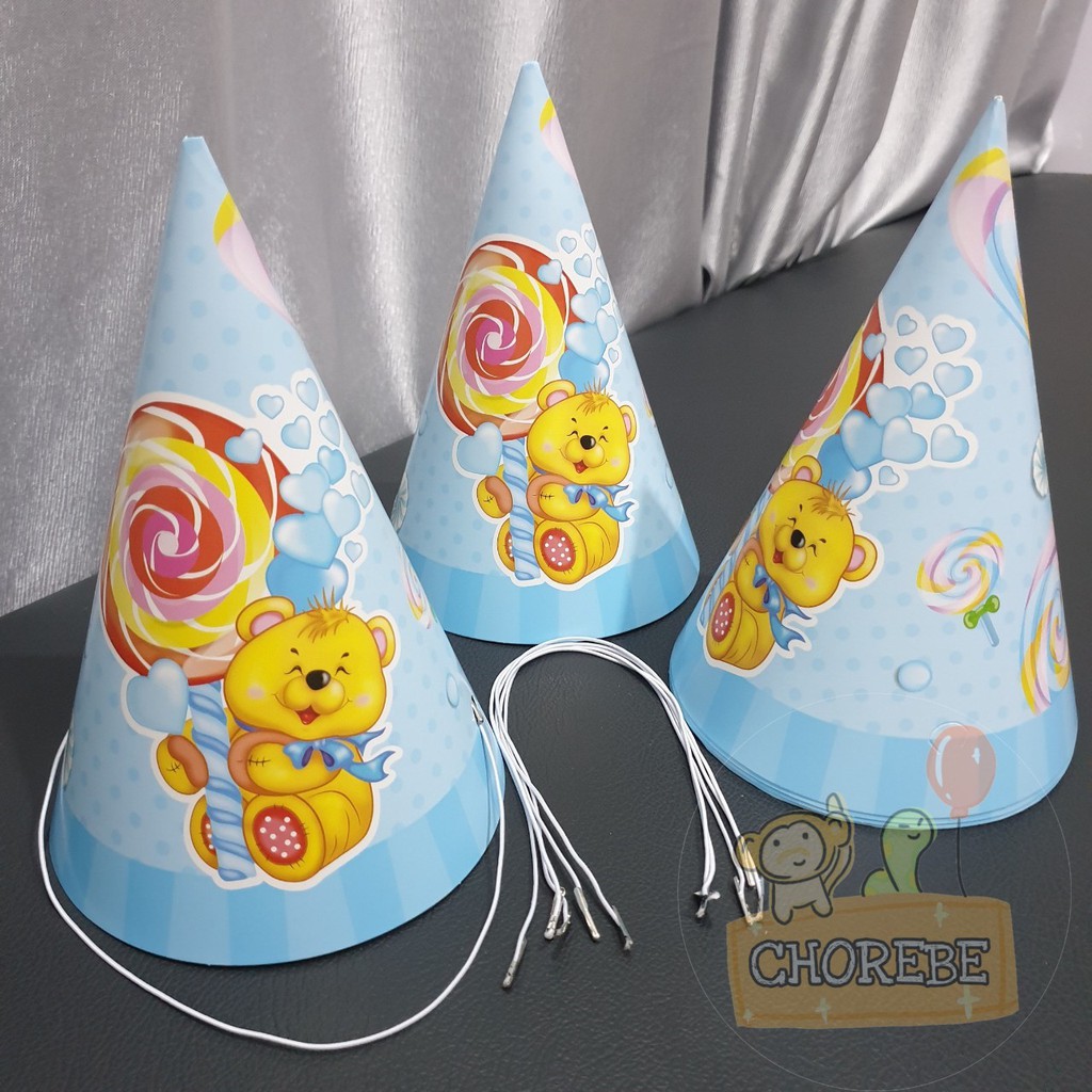 Jual Topi Ulang Tahun / Pesta Anak Happy Birthday Boy Beruang Bear Biru ...