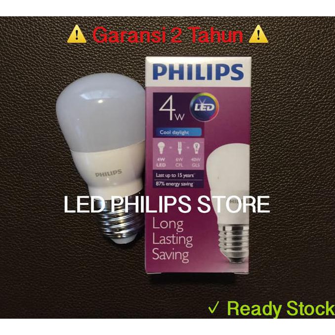 Jual Lampu Bohlam LED Philips 4 Watt Putih/Cool Daylight (4W 4 W 4Watt) | Shopee Indonesia