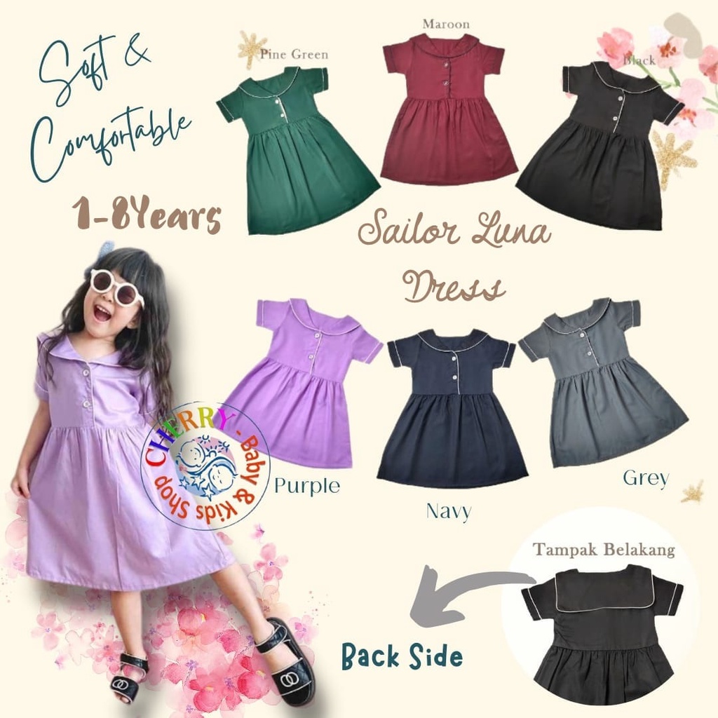 Jual Sailor Luna Dress Anak 1-8 Tahun JK Labels Dress Lucu Anak Model Pelaut Size 1 - 8 Tahun by ...