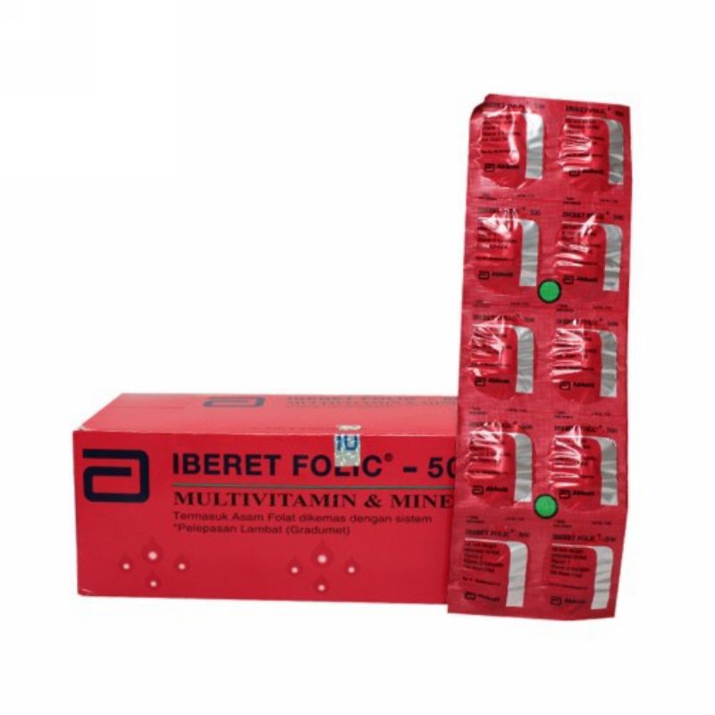 Jual iberet folic isi 100 tablet/iberet folic 500mg/obat penambah darah ...