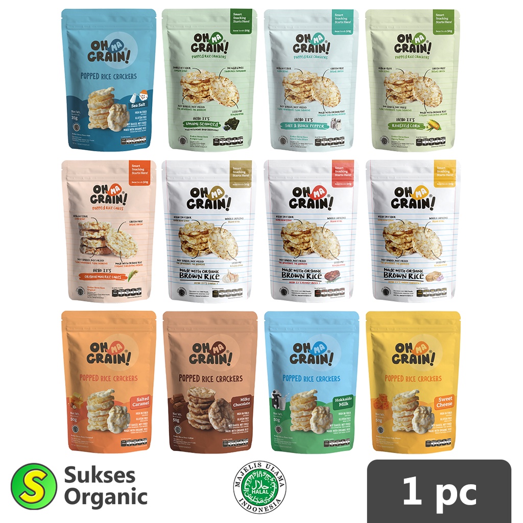 Jual Oh Ma Grain! Popped Rice Crackers / Snack Sehat Tanpa MSG Bebas ...