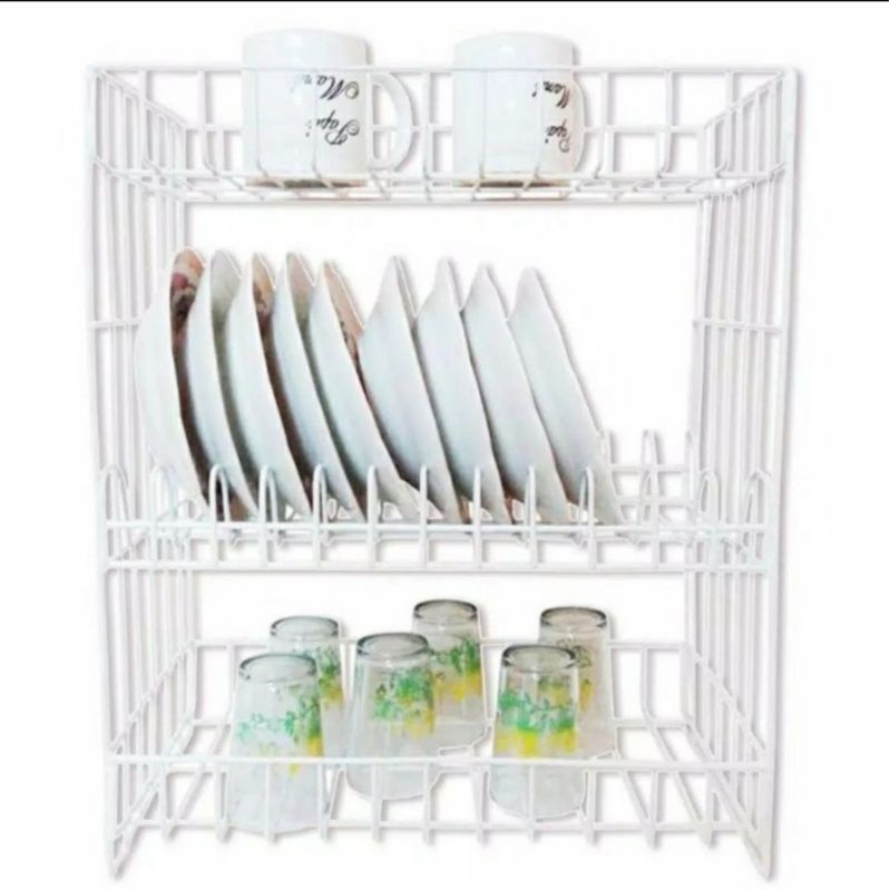 Jual RAK PIRING 3 SUSUN MODELINE TANPA CANTING GELAS ANTI KARAT KOKOH ...