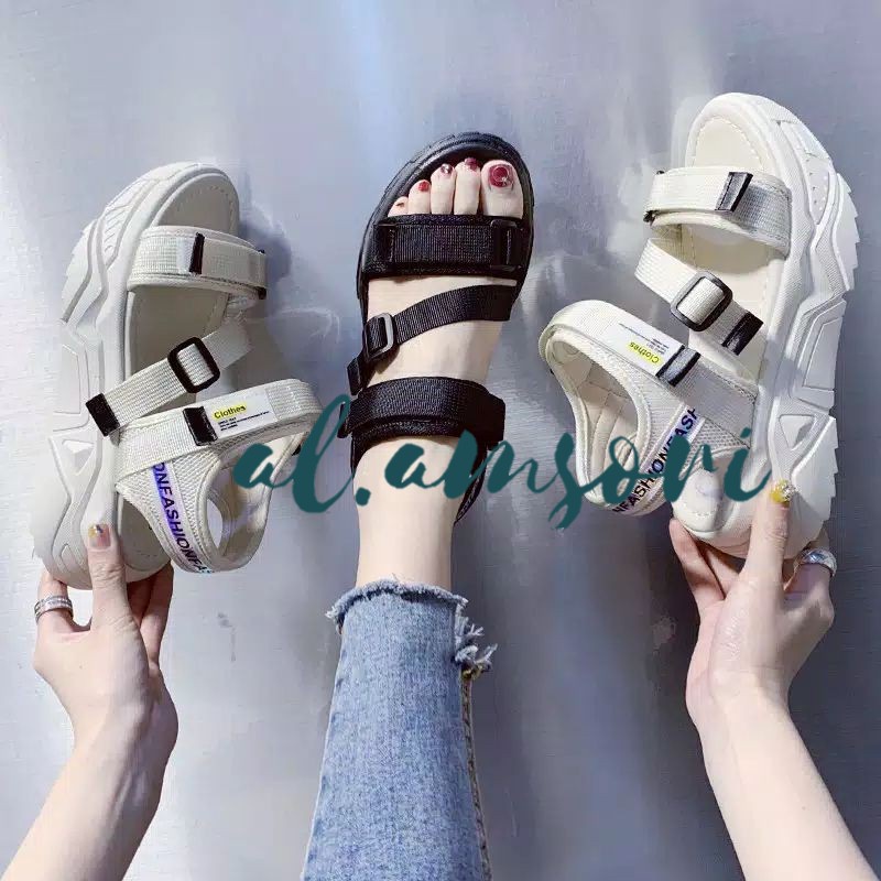 Jual Sepatu Sandal Wanita Model Korea Simple Velcro Sol Tebal untuk ...