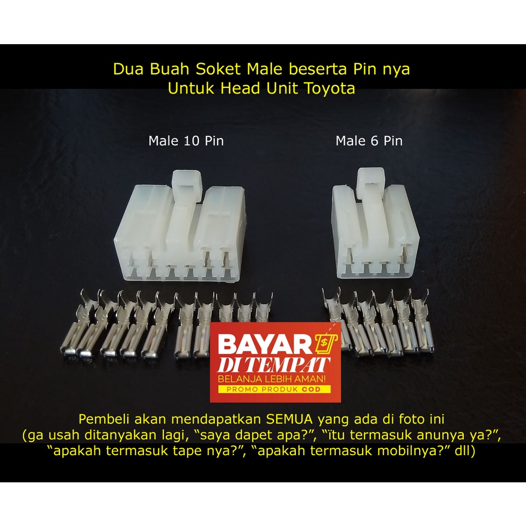 Jual Dua Buah Soket Audio Head Unit Toyota Male beserta 16 Pin/ Skun ...