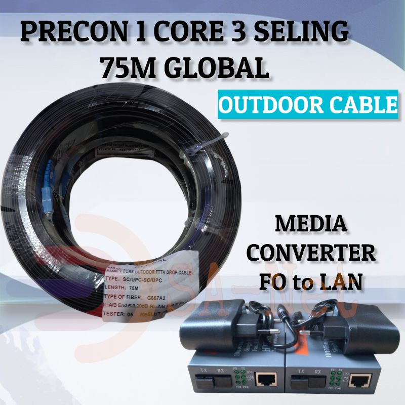 Jual PAKET MEDIA CONVERTER & KABEL FIBER OPTIK GLOBAL PRECON 1 CORE 3 ...