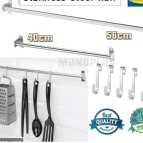 Jual Rak Tiang Rel gantungan penyimpanan alat masak dinding dapur, 40cm ...