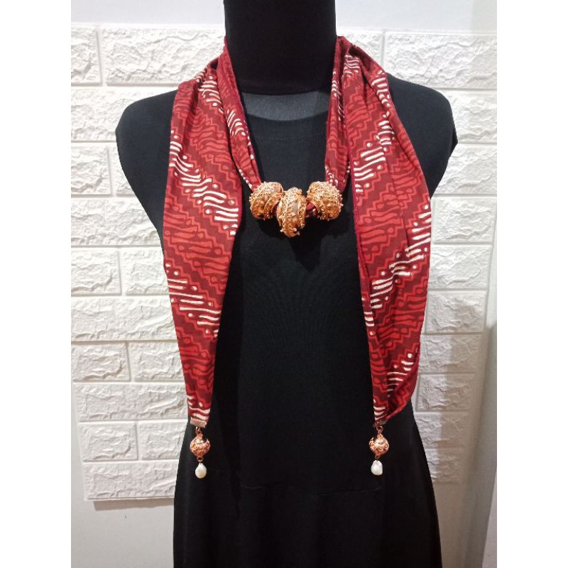 Jual Kalung Etnik Kain Batik Liontin Lobong 3 Rose Gold Mix Mutiara ...