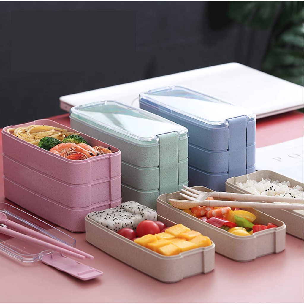 Jual LUNCH BOX 900 ML JERAMI 3 SUSUN / LUNCH BOX YAKADA 900 ML / LUNCH ...