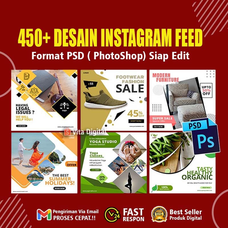 Jual 450+ Template Feed Produk Instagram Post PSD Photoshop Siap Edit ...
