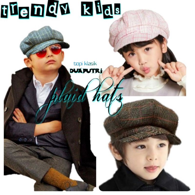 Jual Topi Baret Anak Laki Laki Motif Kotak Kotak usia 4 - 9 tahun model ...