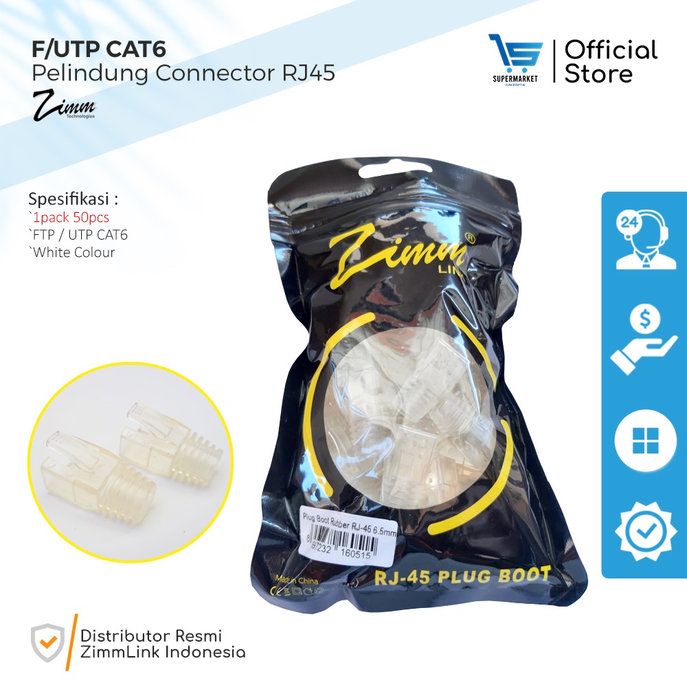 Jual Plug Boot Konector RJ45 Connector RJ45 Pelindung RJ45 1Pack 50Pcs ...