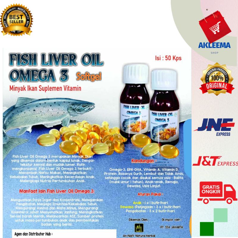Jual Firs Liver Oil Omega 3 Minyak Ikan Sumplemen Vitamin/Minyak Ikan ...