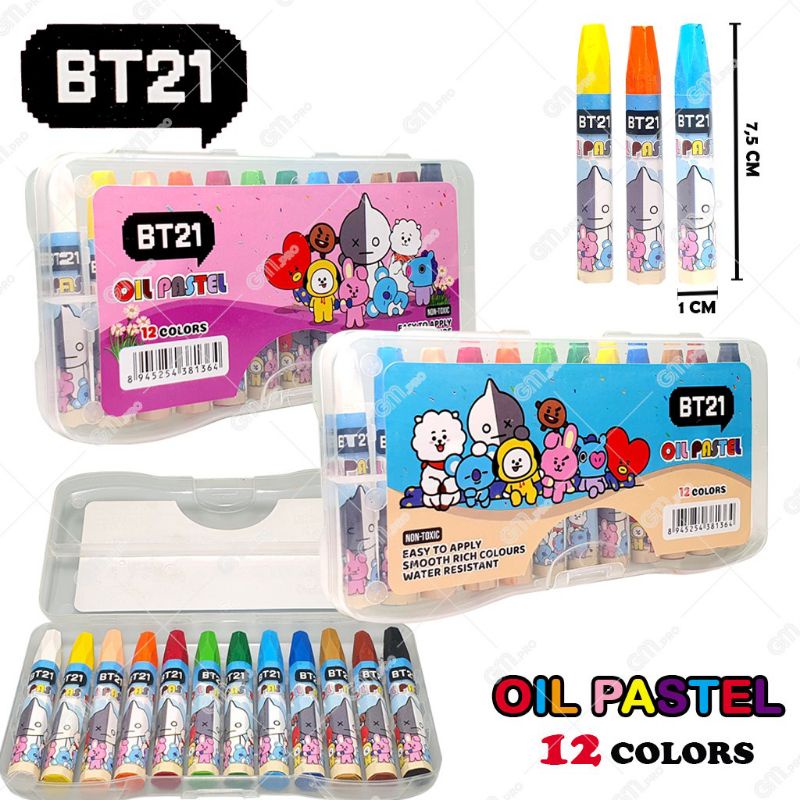Jual CRAYON BT21 CRAYON BTS 12 WARNA / OIL PASTEL BT21 | Shopee Indonesia