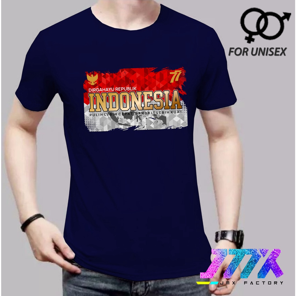 Jual Tshirt kaos 17 agustus 2022 HUT RI 77 indonesia merdeka kaos bender merah putih Cotton ...