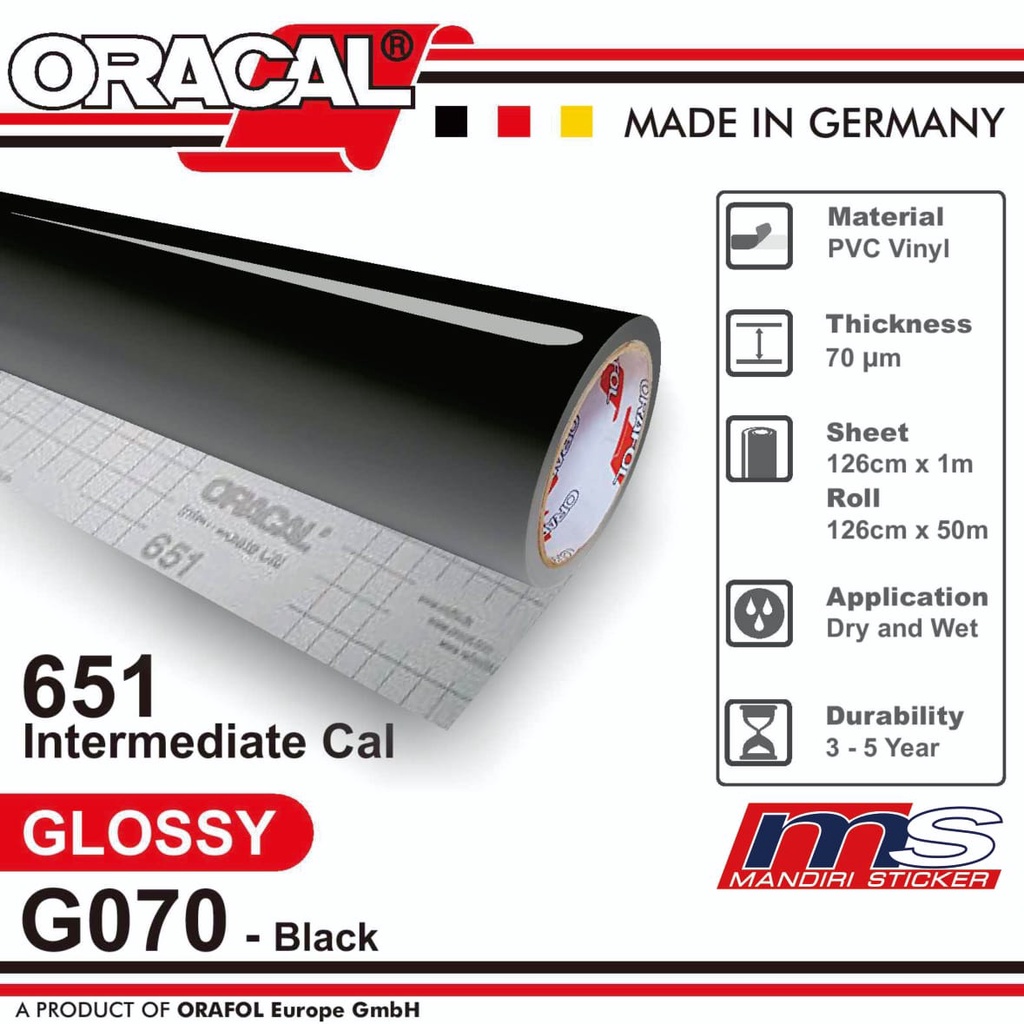 Jual Sticker ORACAL 651 - G070 Black Gloss Cutting Stiker [METERAN ...