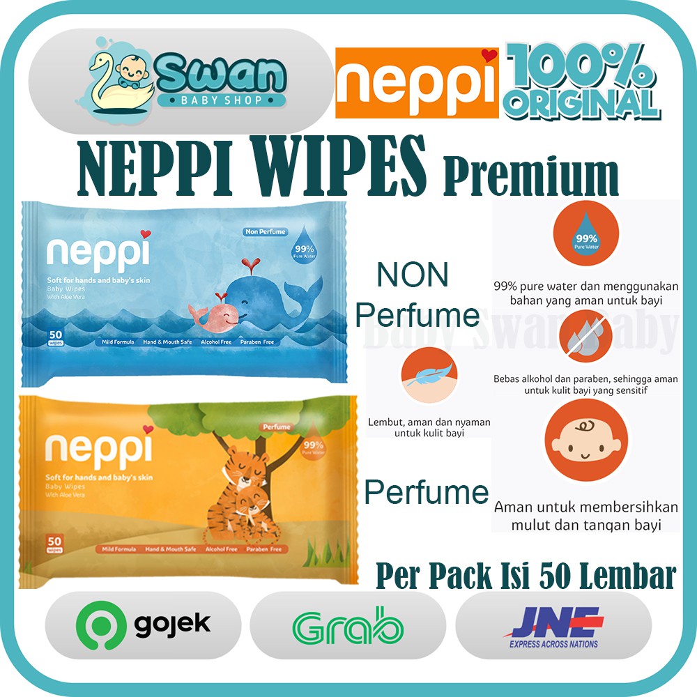 Jual Neppi Wipes Tisu Basah Bayi isi 50's [ Non Parfume / Parfume ...