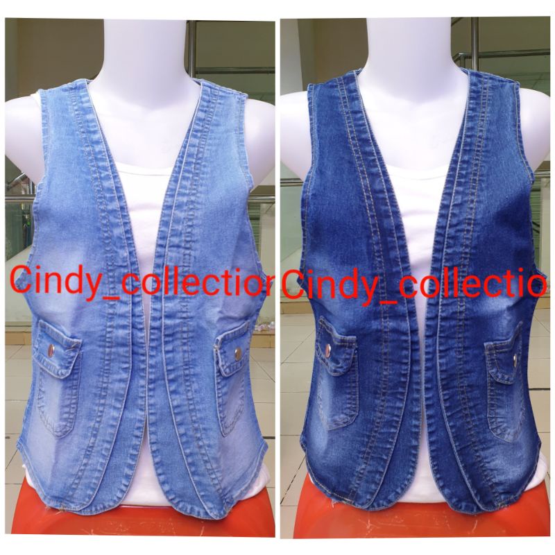 Jual ROMPI WANITA JEANS KANTONG DUA ROMPI JEANS VEST DENIM OUTER JEANS ...