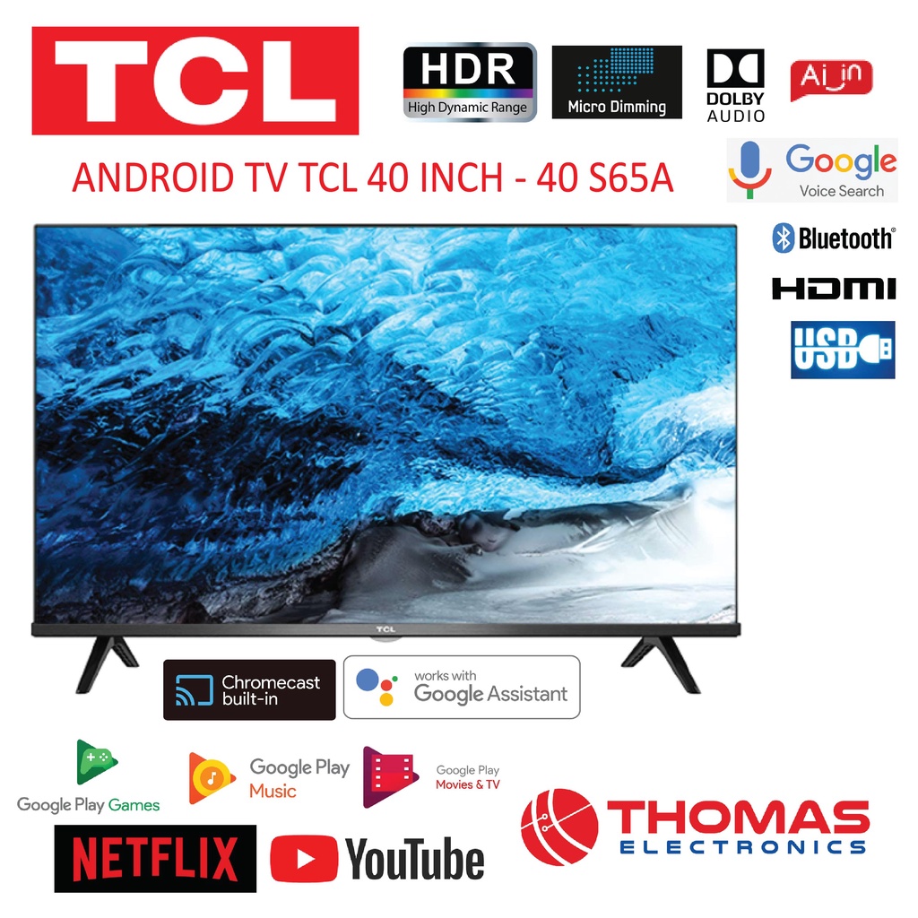 Jual LED TV TCL 40 INCH TCL 40 S65 FULL HD Android TV HDMI USB GARANSI ...