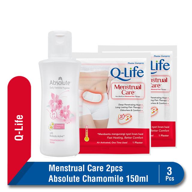 Jual QLife Bundling Menstrual Care 2pcs + Absolute Daily Feminine Hygiene Classic150 ml | Shopee ...