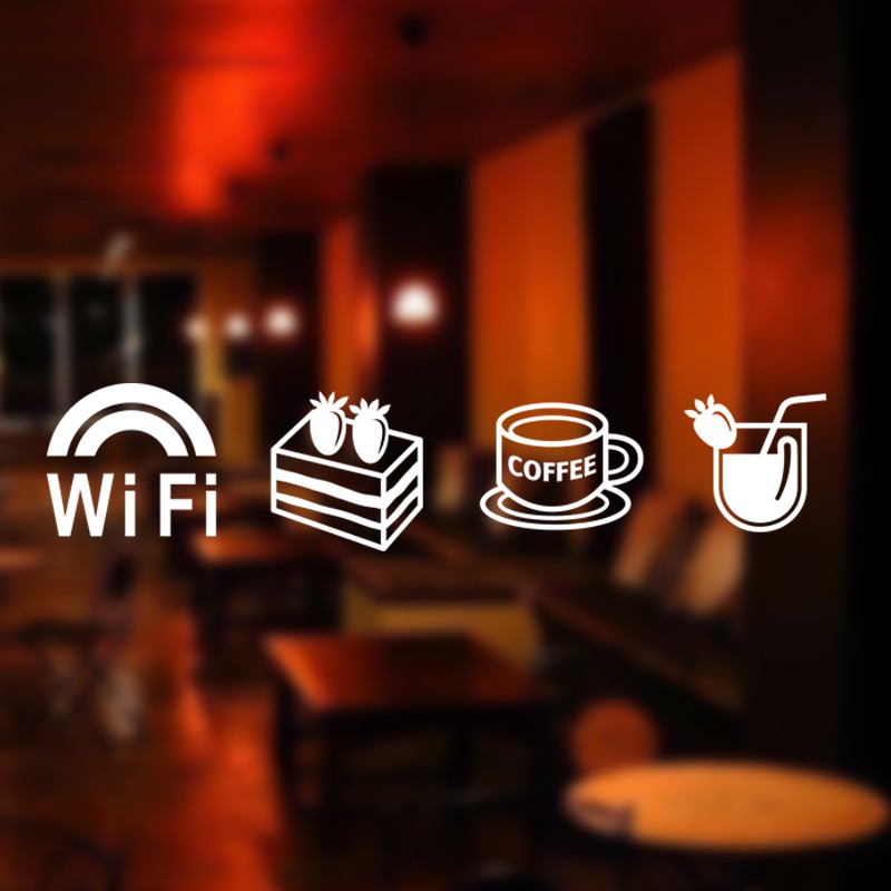Jual Sticker Kaca Cafe Kafe Resto Cutting Stiker Dinding Wifi Kopi Kue ...