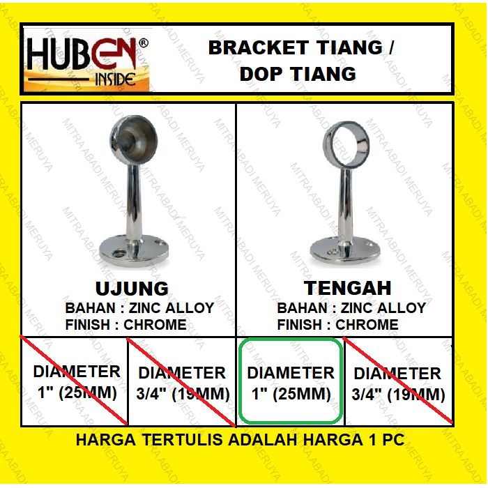 Jual Bracket Tiang 1" (25 mm) TENGAH Dop Tiang 1" TENGAH Pipa | Shopee ...