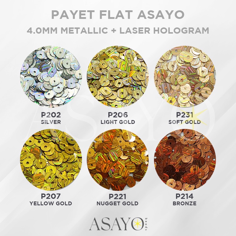 Jual Asayo Payet Piringan Metallic Laser 4mm / 5mm / 6mm / 3mm / Flat ...