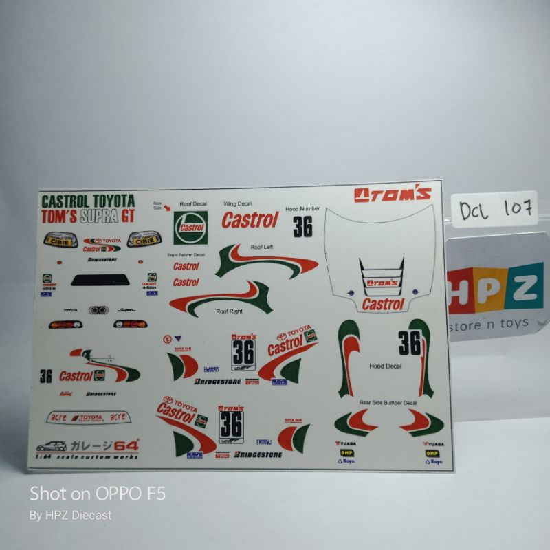 Jual Decal Set Hotwheels Toyota Supra Castrol Tom's - Transparant ...