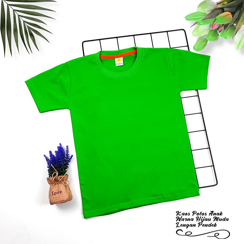 Jual KAOS POLOS ANAK PREMIUM ECOSOFT COTTON | KAOS UNISEX BISA COWOK CEWEK | WARNA HIJAU MUDA ...