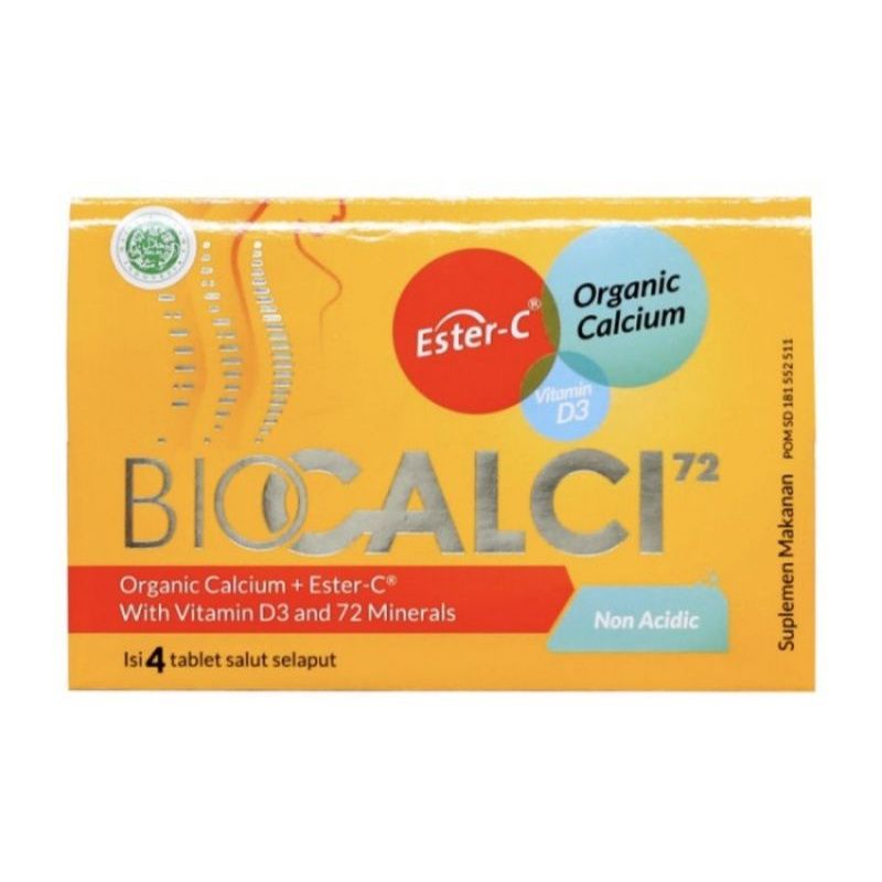 Jual BIOCALCI 72 CALCIUM DAN ESTER C ISI 4 TABLET PER STRIP | Shopee ...