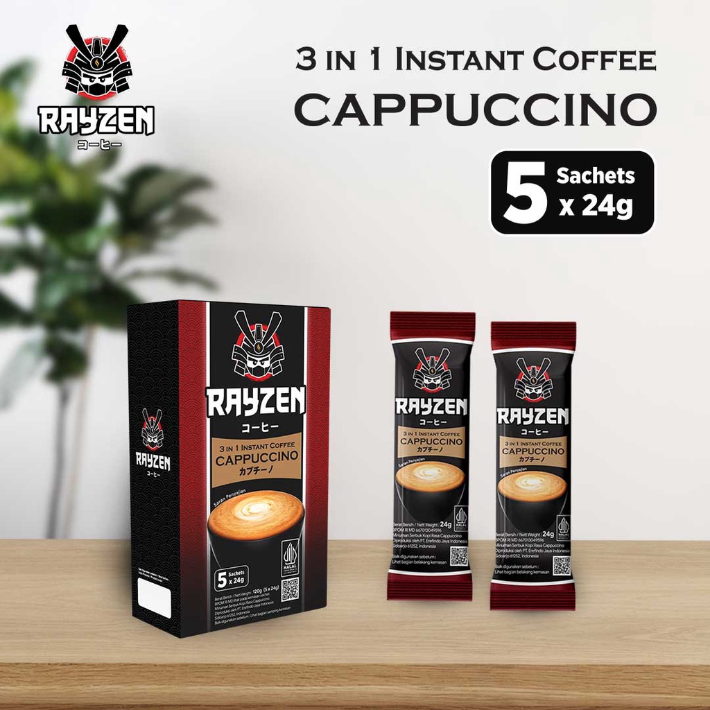 Jual Kopi Instan Rayzen 3 in 1 Cappuccino Box 5 sachet x 24g | Shopee ...