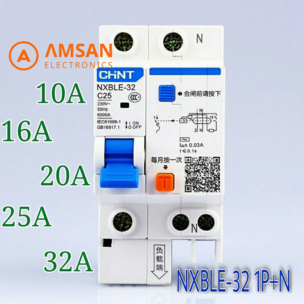 Jual ELCB CHINT NXBLE-32 1P+N 10A 16A 20A 25A 32A 30mA RCBO Anti Kebocoran Arus | Shopee Indonesia
