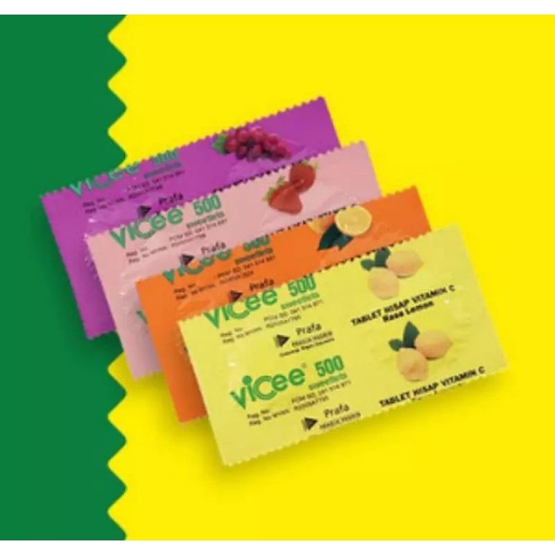 Jual VICEE TABLET HISAP VIT C 500mg persachet isi 2 tablet | Shopee ...