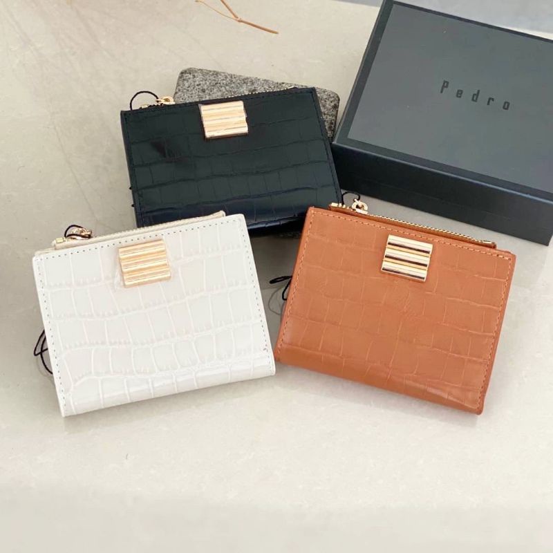 Jual PROMO Dompet Pedro lipat croco hitam putih coklat | Shopee Indonesia