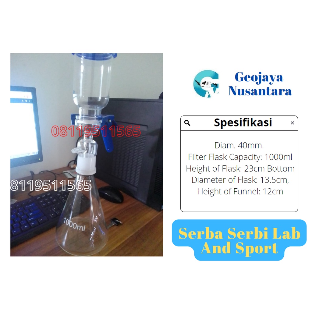 Jual Glass Filtration Apparatus Vacuum Lab Filtering 1000ml | Shopee ...