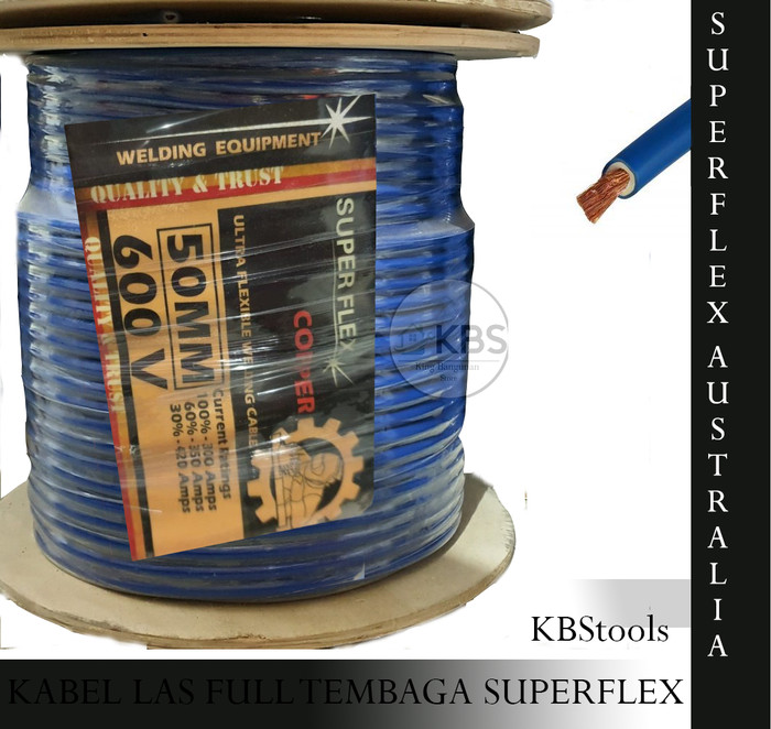 Jual Kabel Las 50mm SUPERFLEX Australia FULL Tembaga Meteran Welding ...