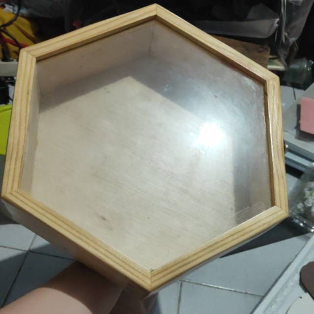 Jual Frame kayu hexagon / pigura segi 6 diameter 30cm | Shopee Indonesia