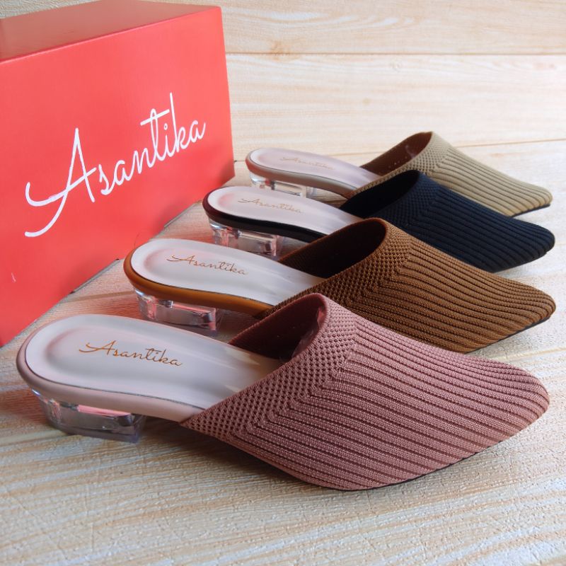 Jual Asantika Sandal Sendal Heels Rajut Hak Kaca Pendek 3 Cm Kuat Empuk ...