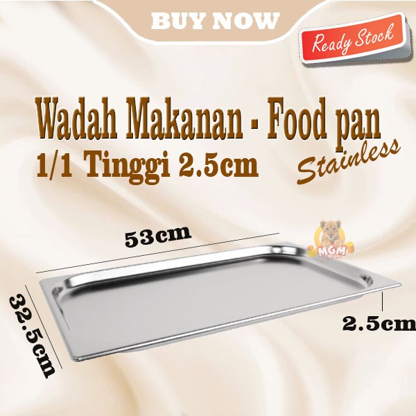 Jual Food pan prasmanan Stainless ukuran 1/1 tinggi 2.5cm Wadah ...