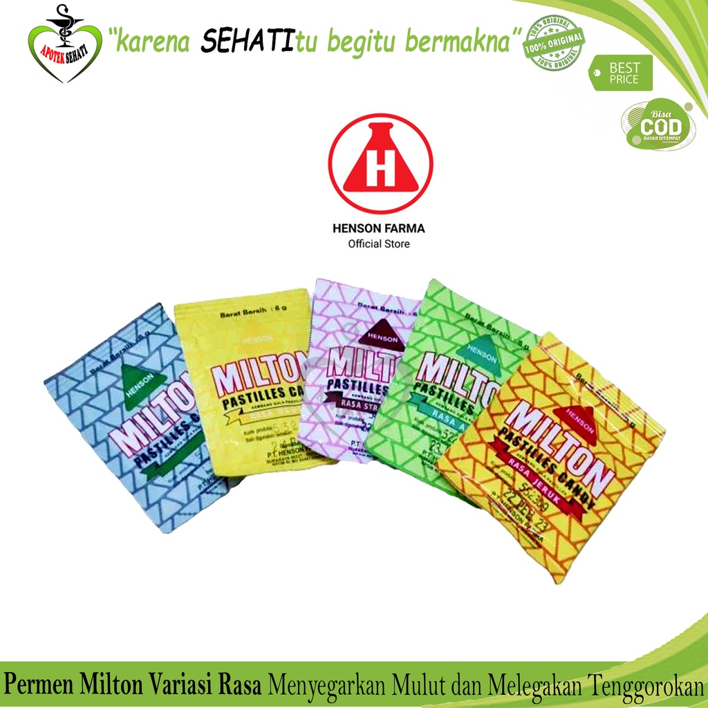 Jual Milton Permen Sachet All Varian Milton Pastiles Candy Henson Farma ...
