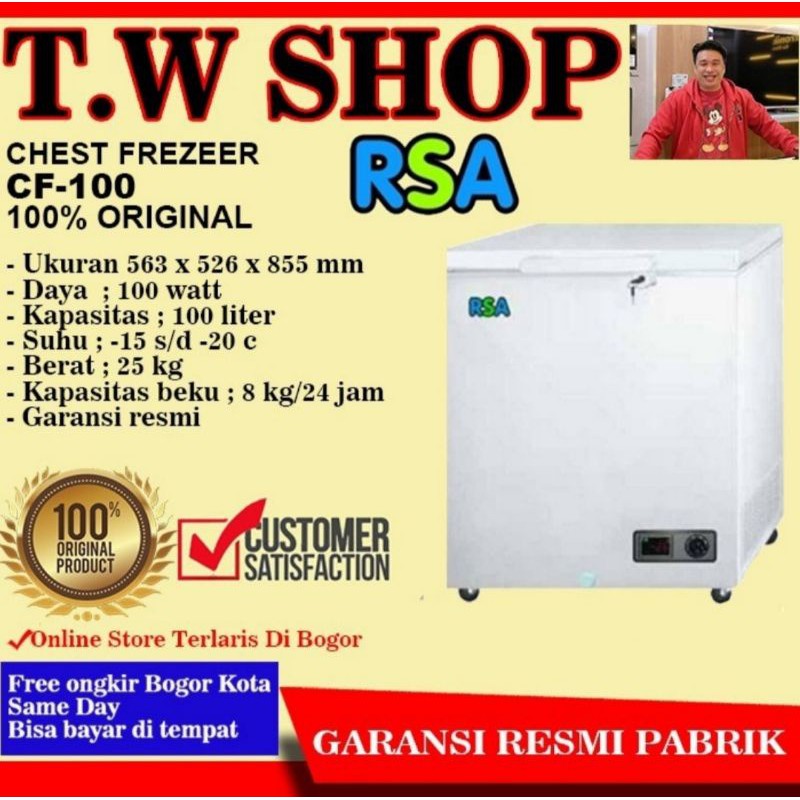 Jual RSA CF 110 CHEST FREZEER KAPASITAS 100 LITER (TERMURAH) | Shopee ...