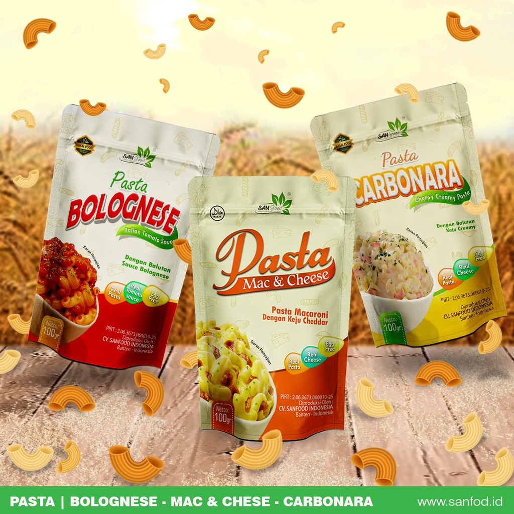 Jual SANFOOD Pasta All Variant Mac & Cheese 100gr Pasta Bolognese Pasta ...