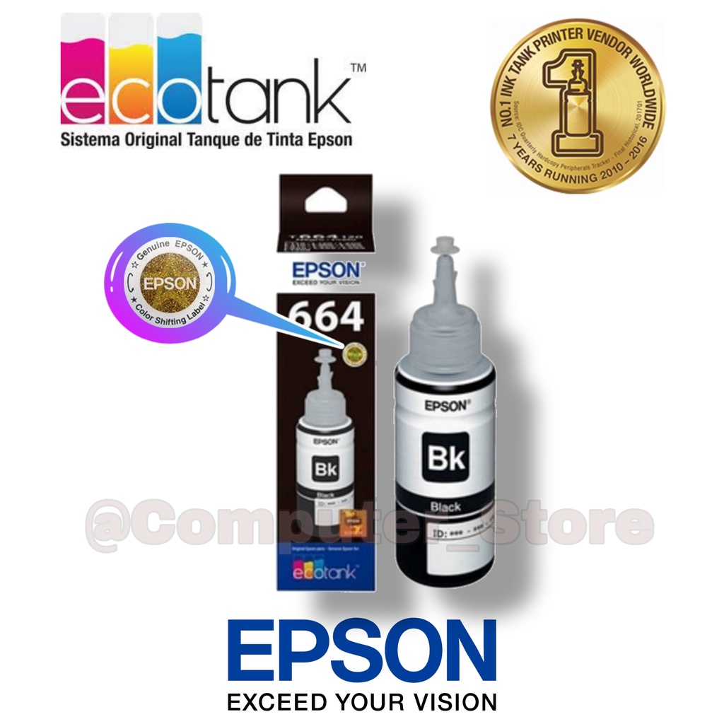 Jual Epson Ink Bottles T664 Black Colour ( Cyan, Magenta, Yellow ) | 664 Tinta Botol Printer ...