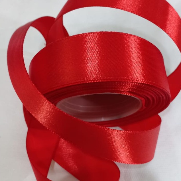 Jual Pita satin merah cabe 1 inch / 2.54 cm Per roll | Shopee Indonesia
