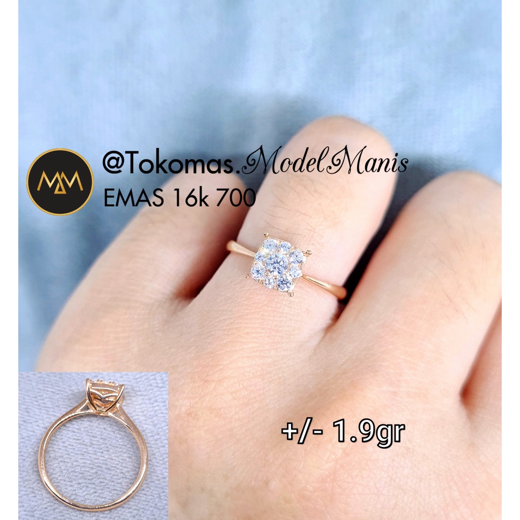 Jual Cincin Emas kotak diamond looks Mewah Simple emas 700 kadar 16k ...