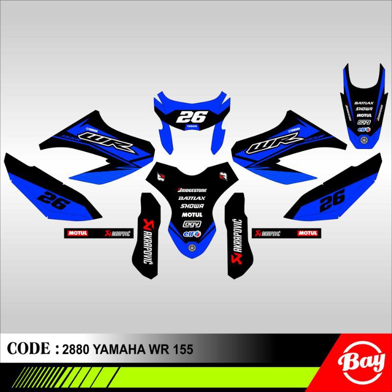 Jual DECAL STIKER MOS YAMAHA WR 155 WR155 BIRU HITAM FREE DESIGN ...