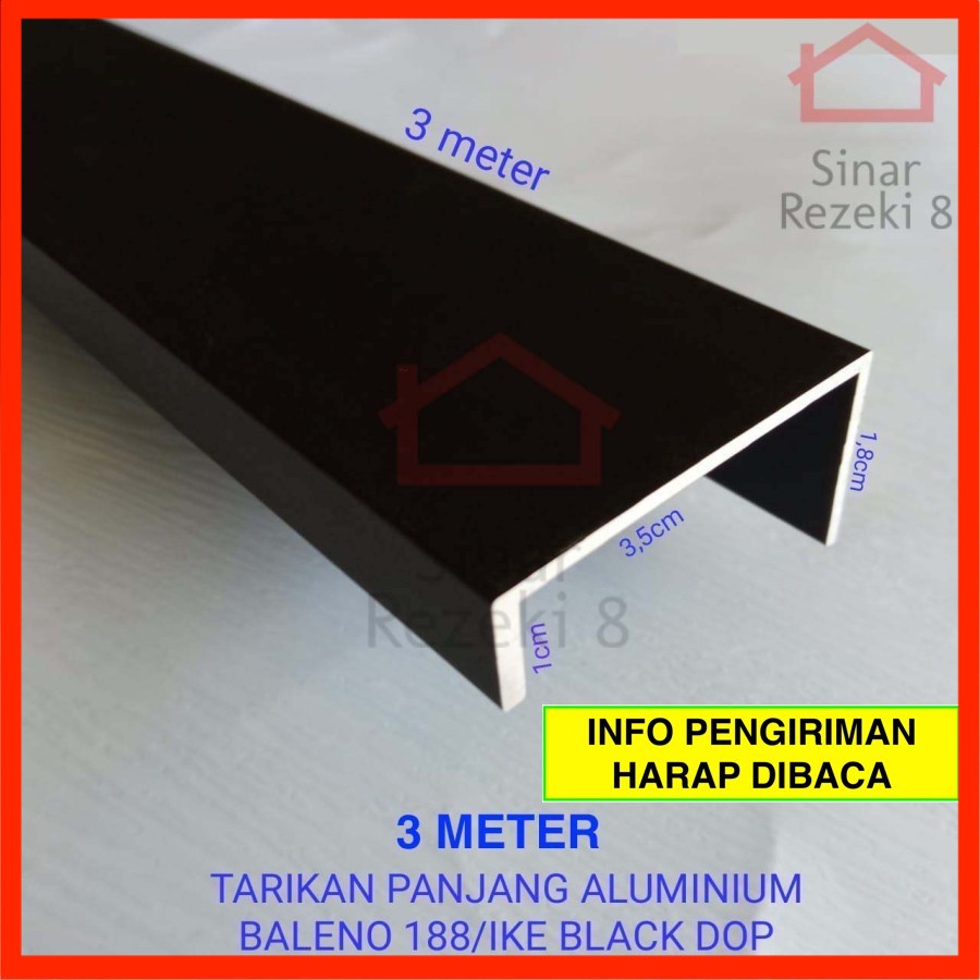 Jual Tarikan Panjang Aluminium BLACK Baleno / Profil Lis Frame Handle 3 ...