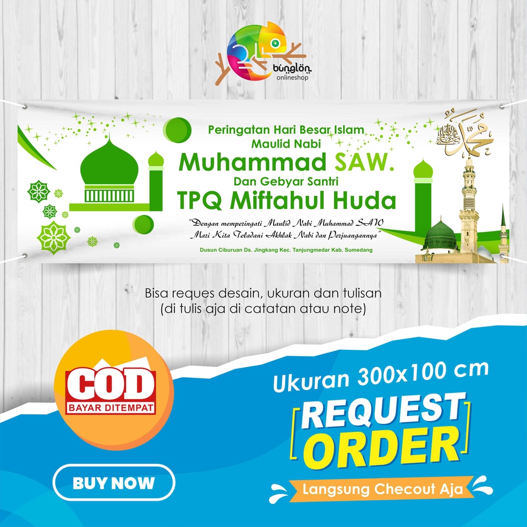 Jual Size 300x100 Cm, Spanduk Banner Acara, Pengajian, Seminar, Dll ...