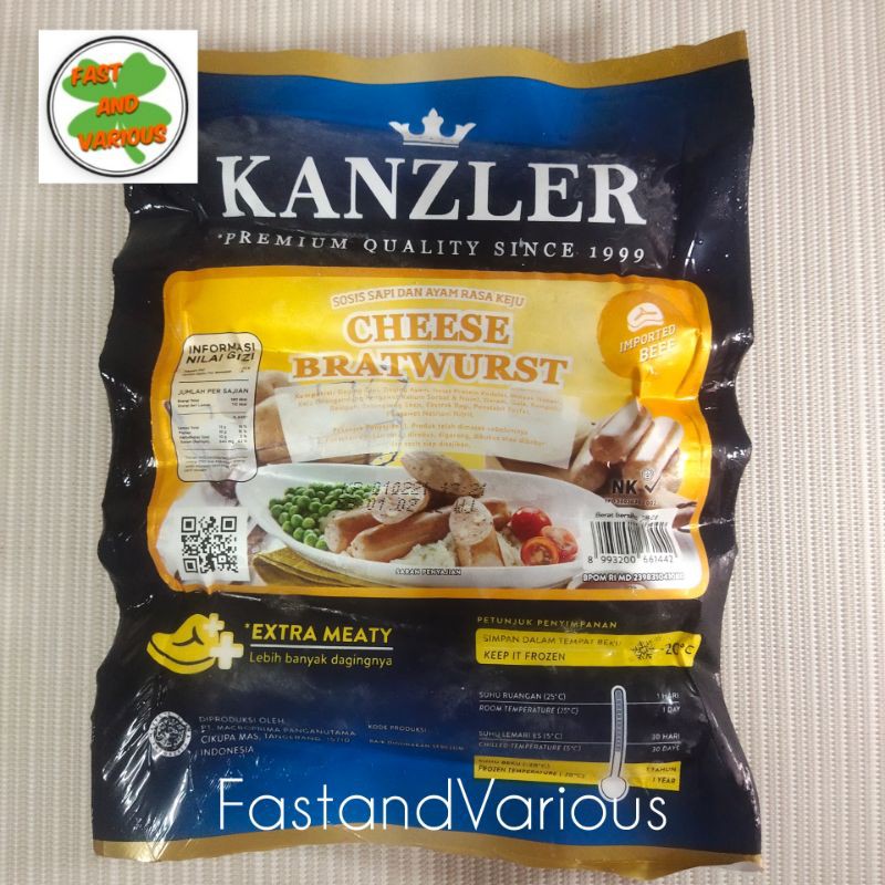 Jual Kanzler Cheese Bratwurst/Sosis Sapi dan Ayam Rasa Keju 360gr ...